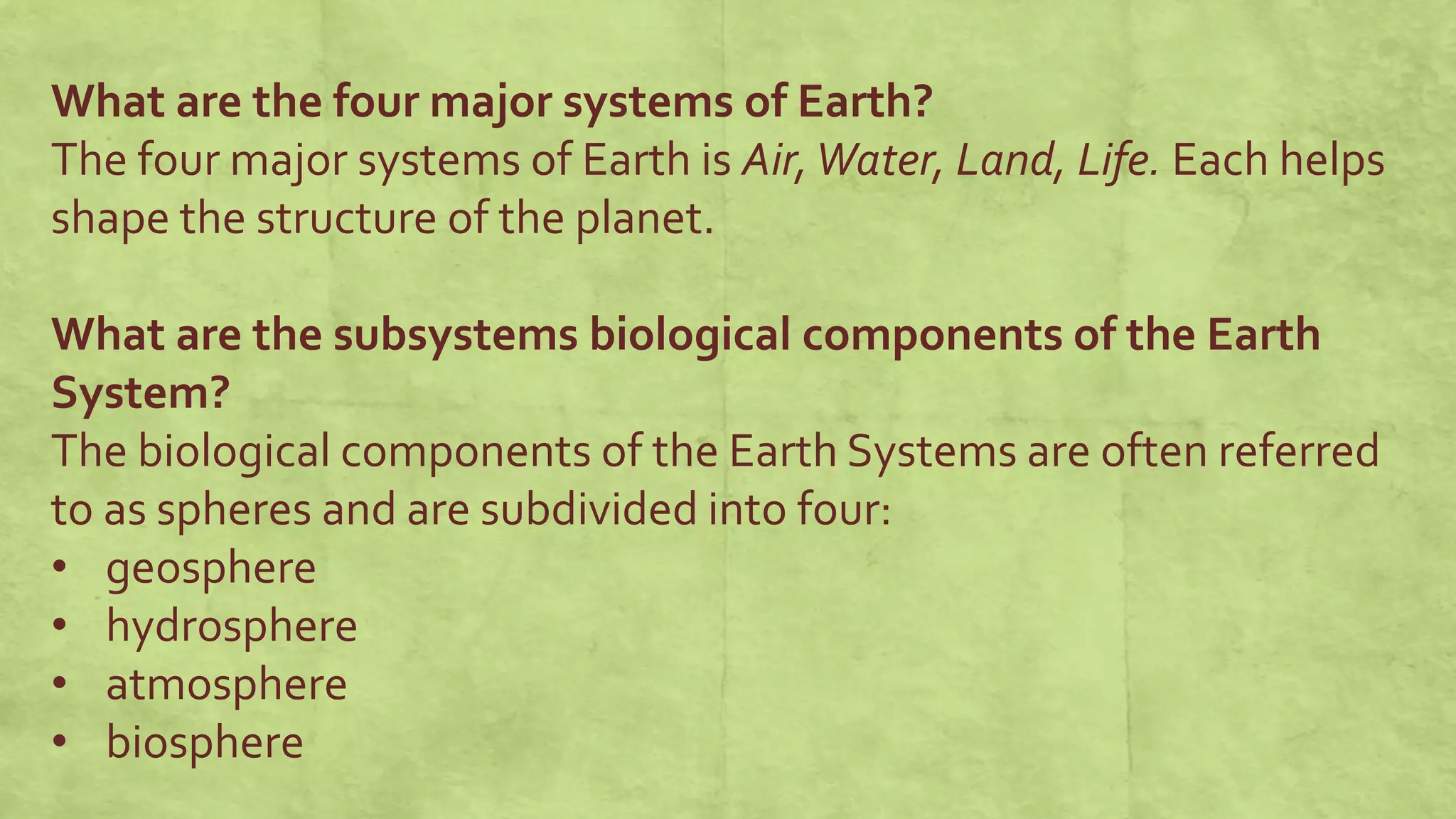 The Four Systems and the Four Subsystems | PPTX