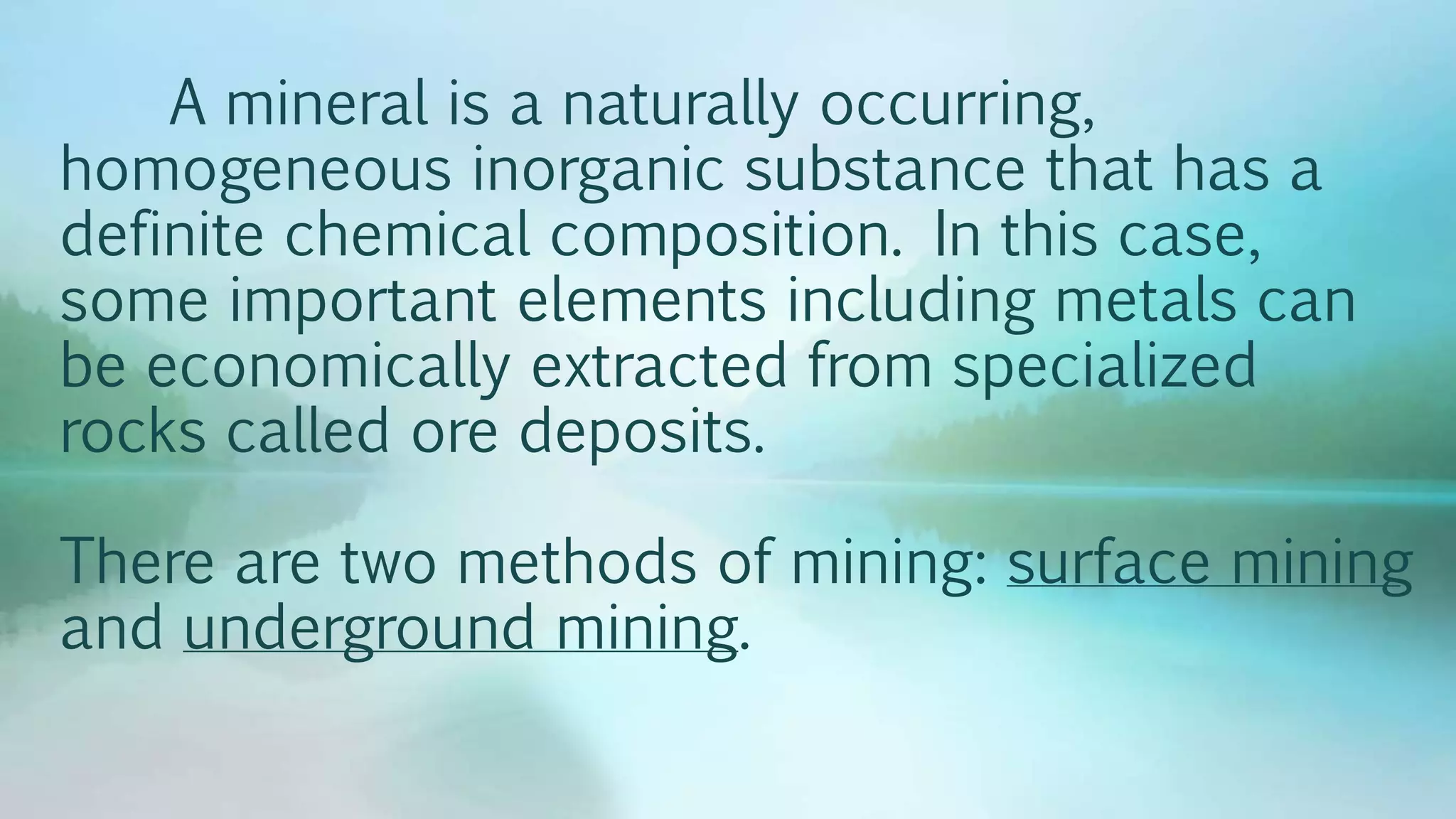 Earth Science: Mining Ore Minerals and Mineral Processing | PPTX ...