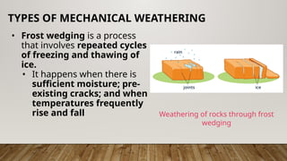 Mechanical weathering is a process wherein rocks are broken down into ...