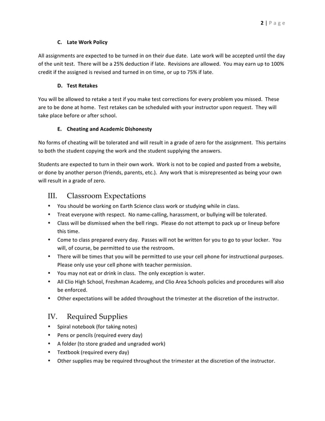 Earth Science Syllabus T2 | PDF