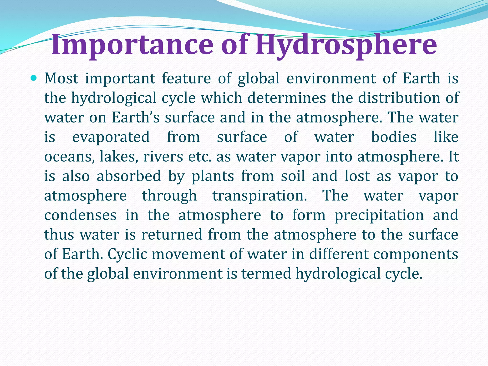 Earth's hydrosphere and water pollution | PPTX