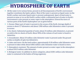 Earth's hydrosphere and water pollution | PPTX