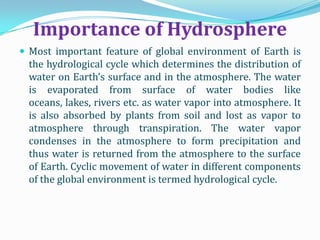 Earth's hydrosphere and water pollution | PPTX