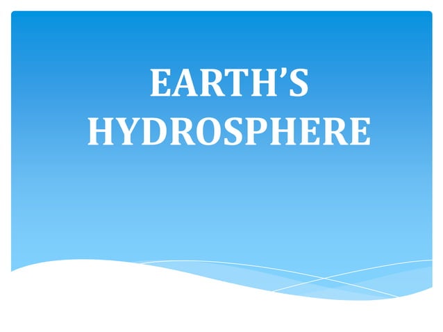 Earth’s hydrosphere | PPT