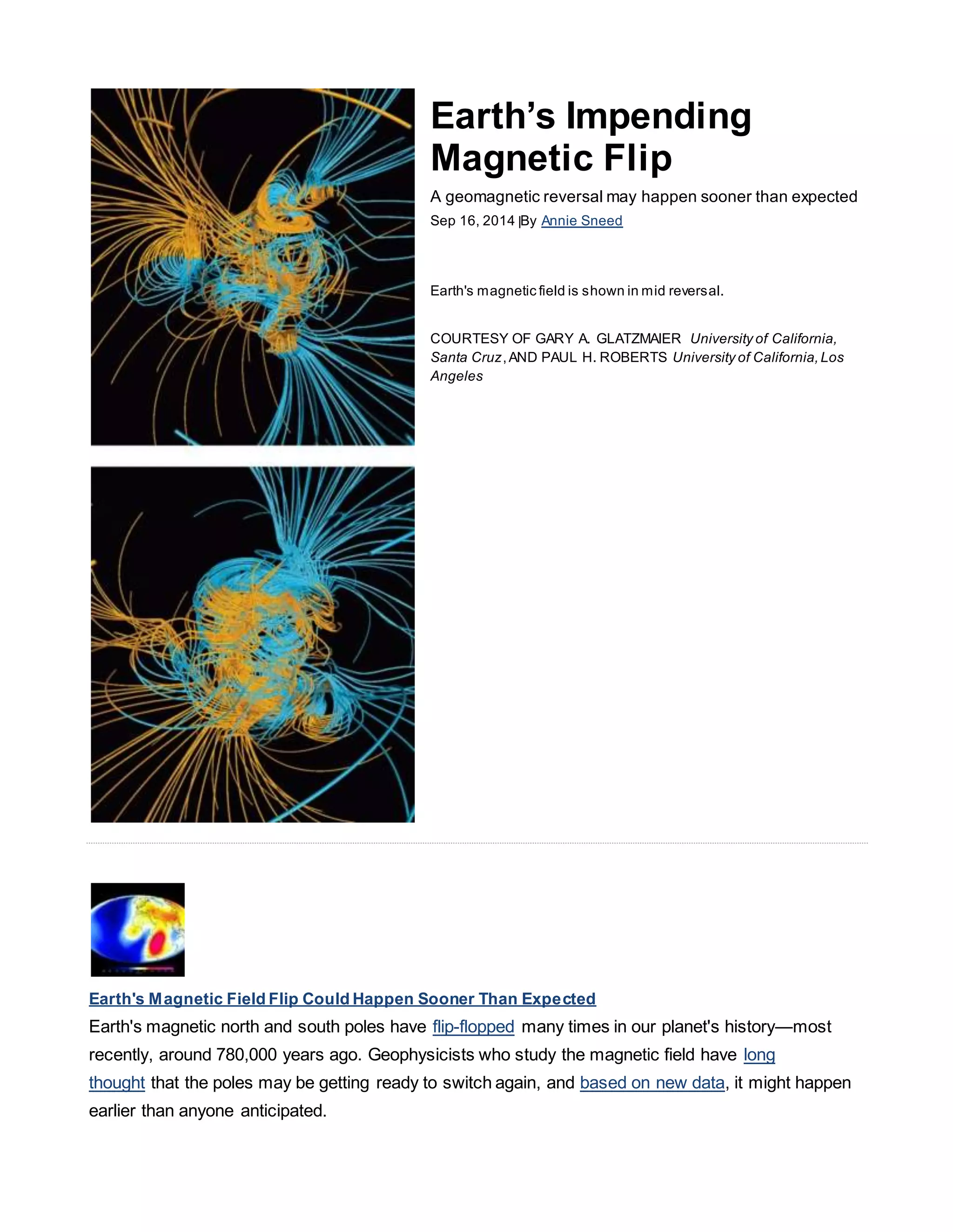 Earth's impending magnetic flip | DOCX