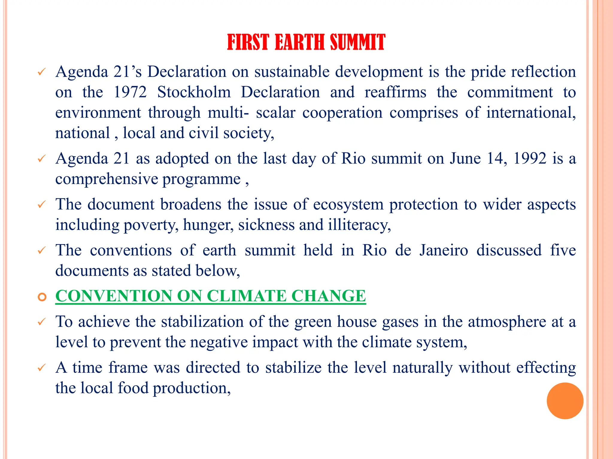 Earth summits- A Brief Overview and Environmental Movements | PDF
