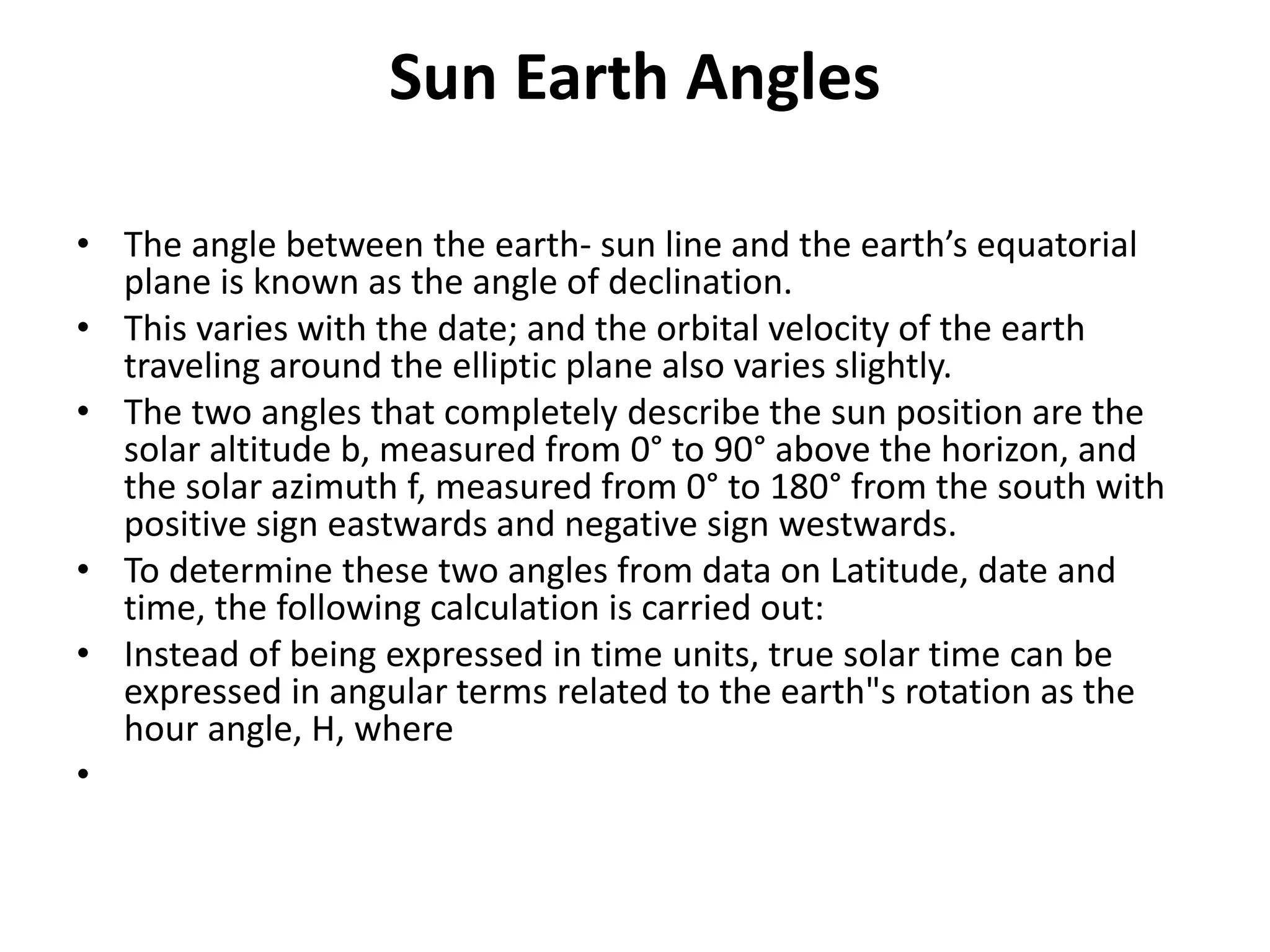 Earth sun angle &observer sun angle | PPTX