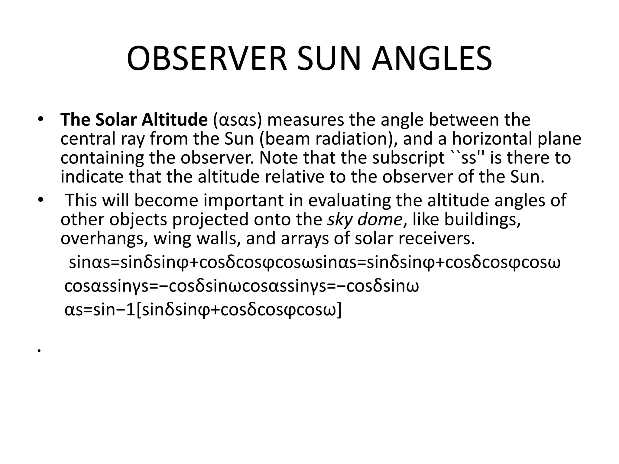 Earth sun angle &observer sun angle | PPTX