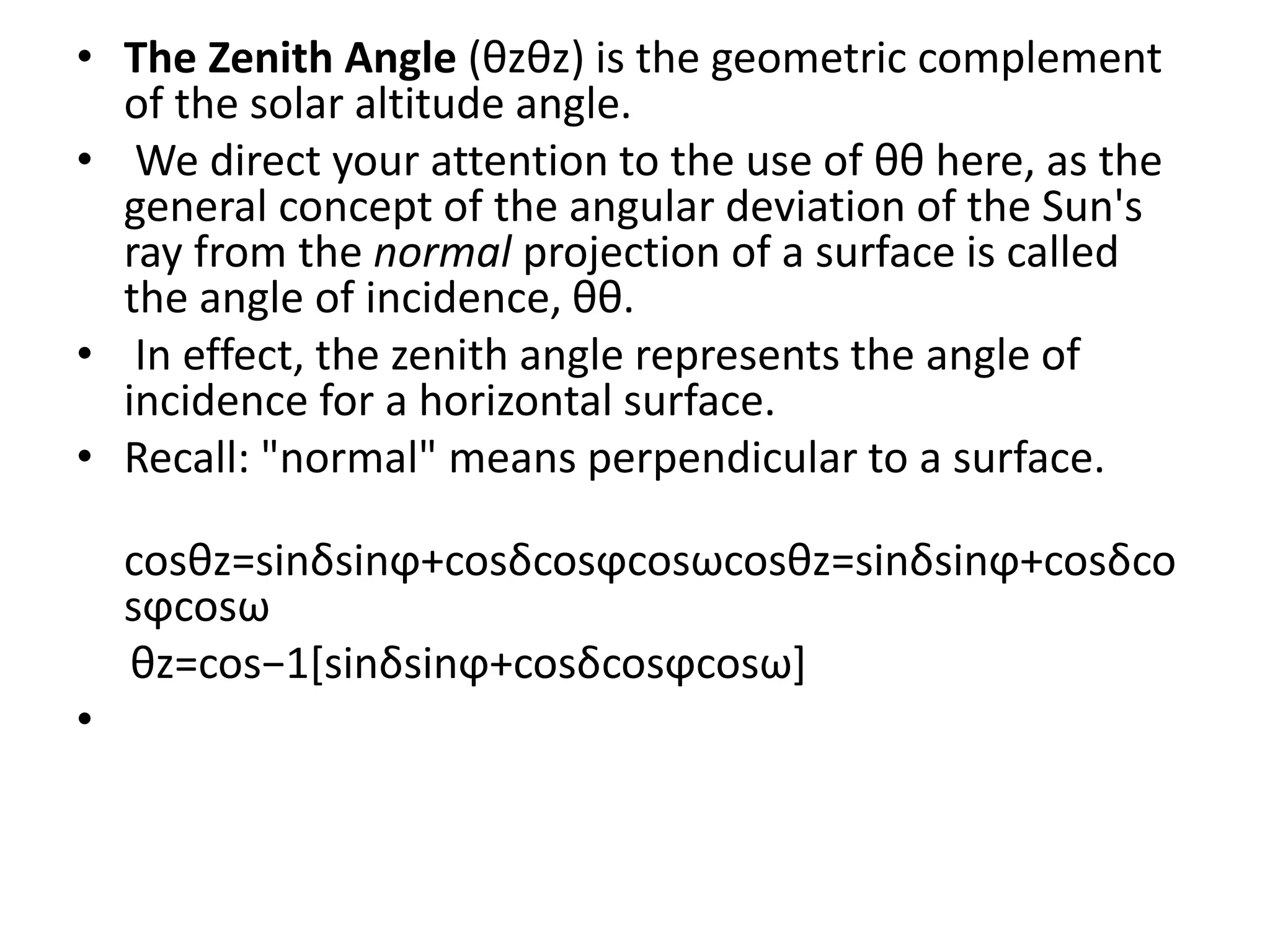 Earth sun angle &observer sun angle | PPTX