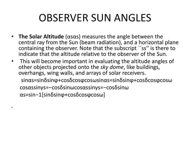 Earth sun angle &observer sun angle | PPTX