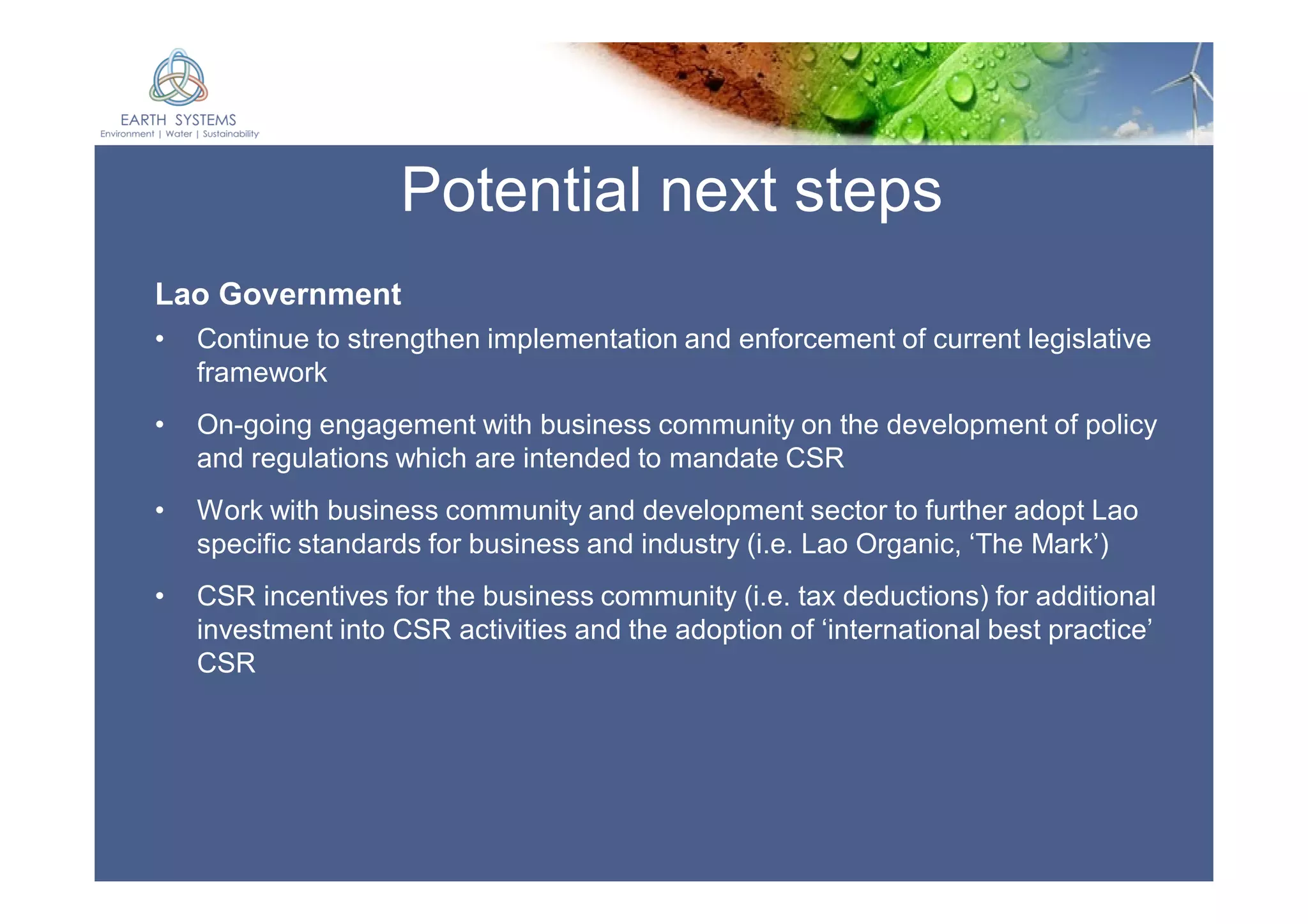 CSR in Lao PDR Earth systems smithies | PDF