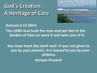 Earthwise Stewardship: Climate Change and the Church | PPT