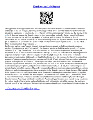 Earthworms Lab Report | PDF
