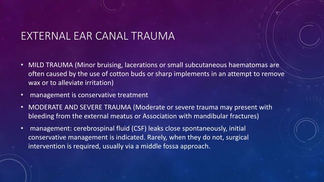 Ear trauma | PPTX | Death, Injury, or Military Conflict | Sensitive Topics