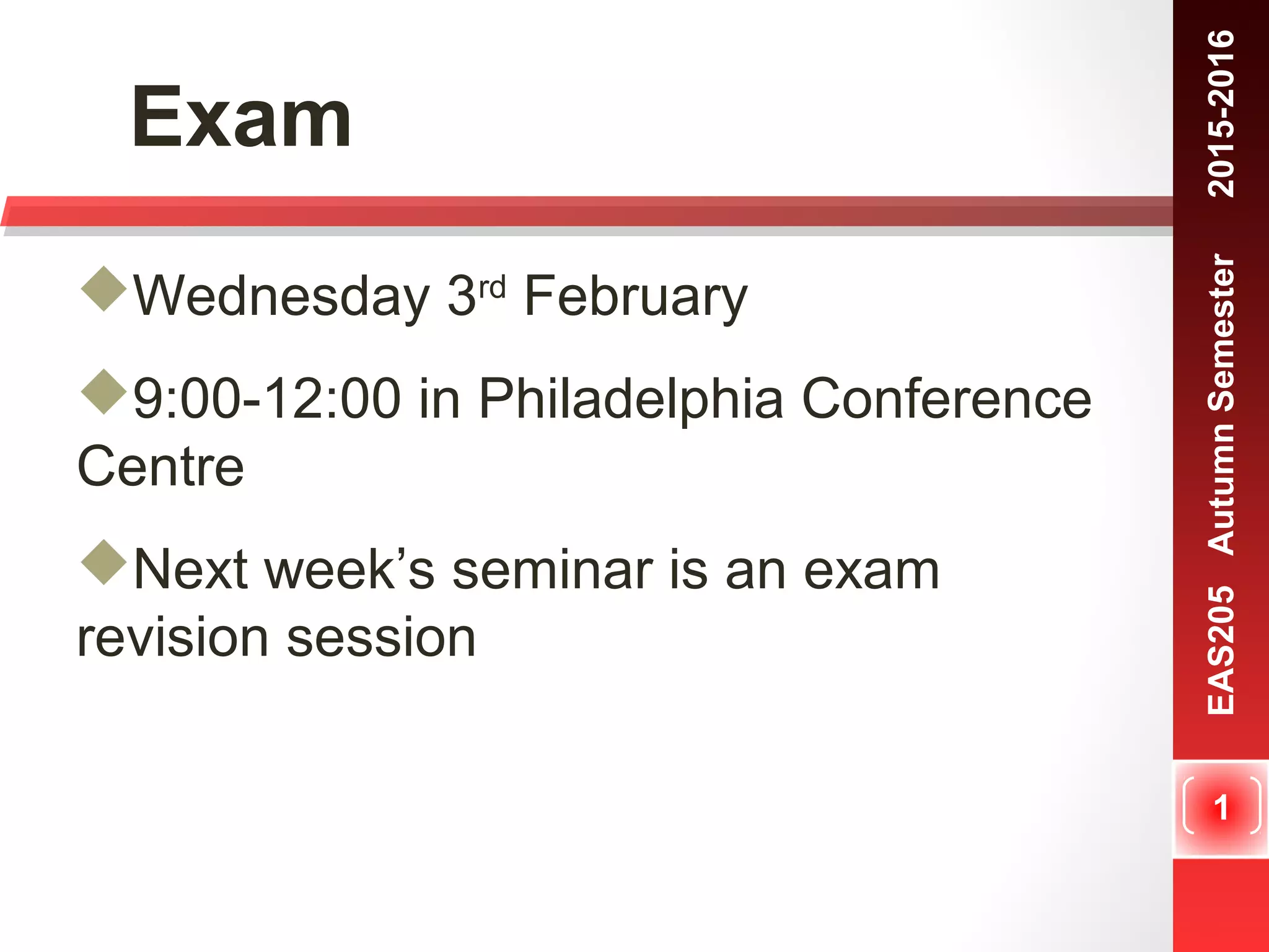 Eas205 unit 10 lecture 2015 | PPT