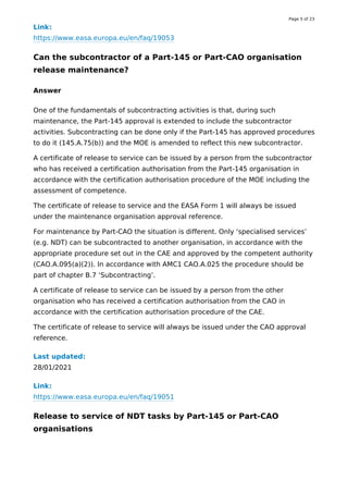 EASA - Part145 SAHETY AIRCRAFT PROCEDURES | PDF