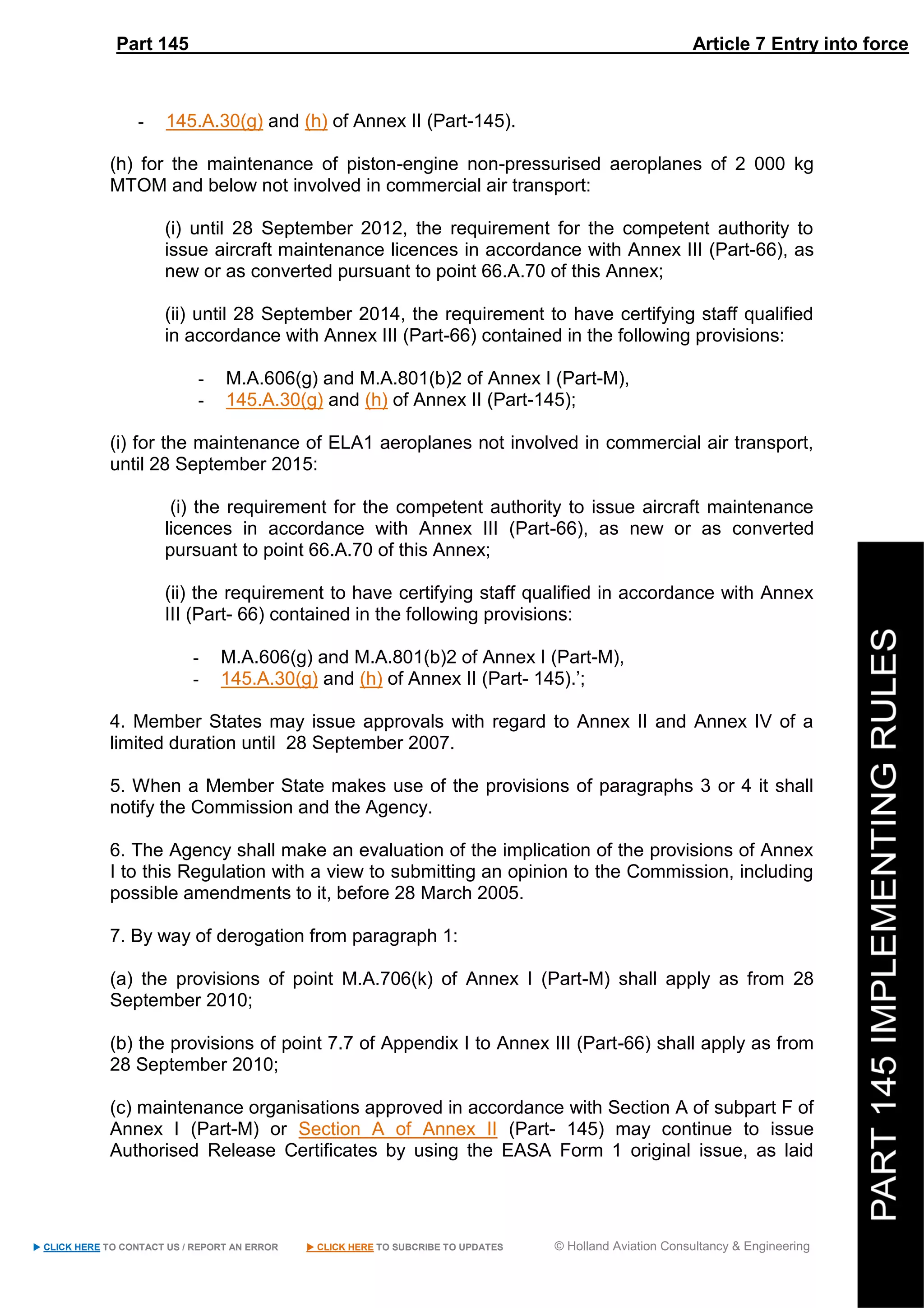Easa e regulations part-145 | PDF | Aviation Industry | Industries