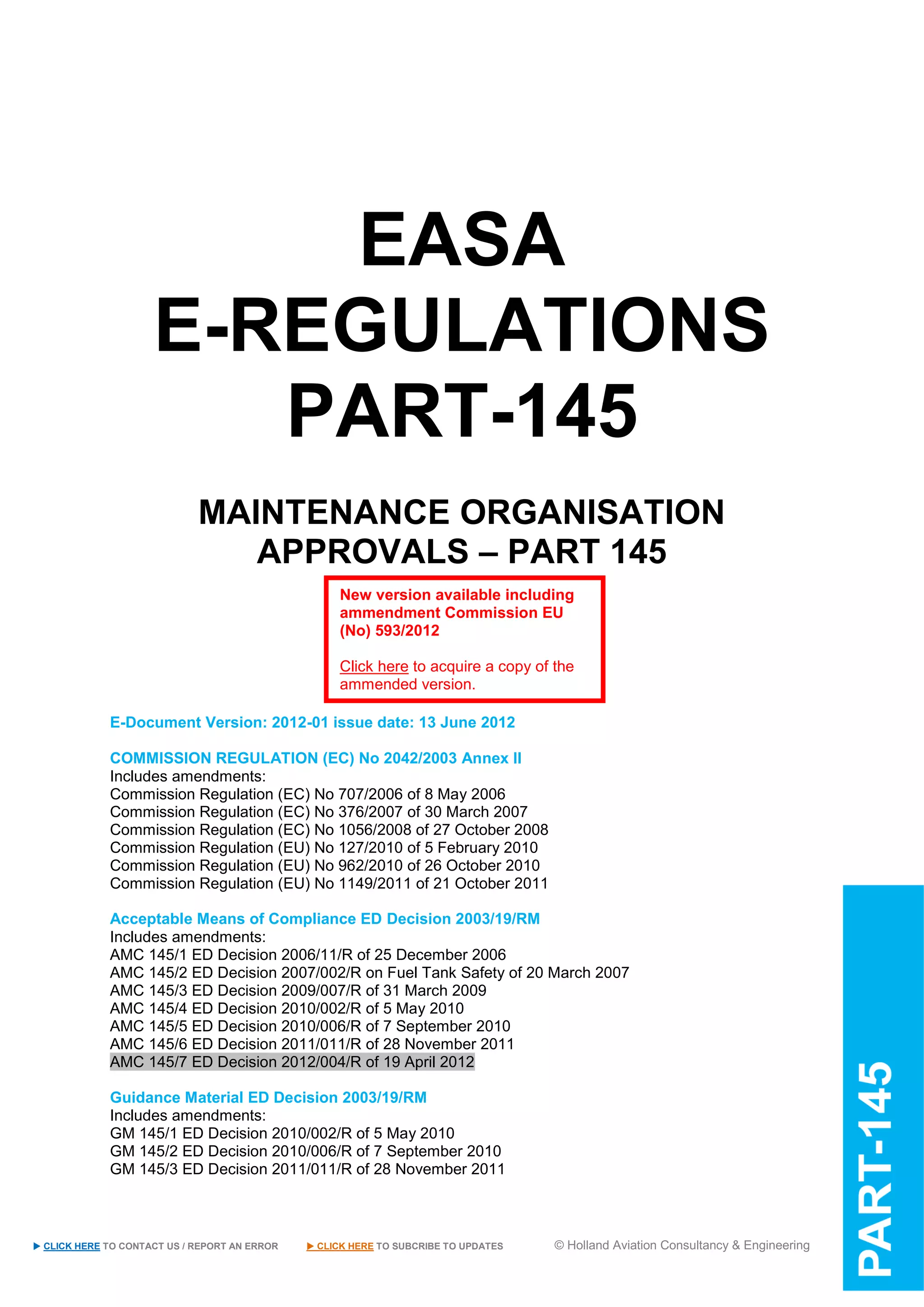 Easa e regulations part-145 | PDF | Aviation Industry | Industries