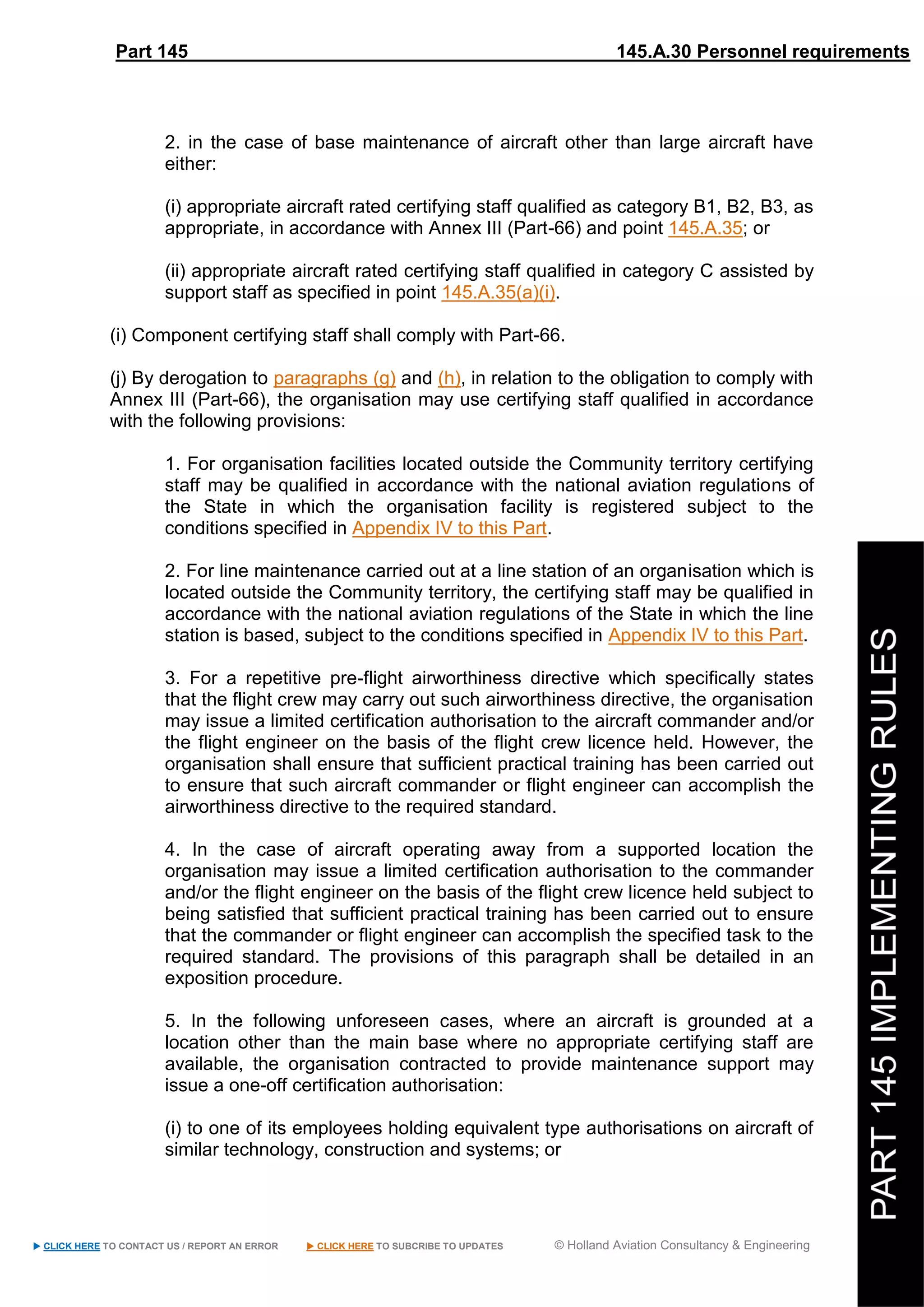Easa e regulations part-145 | PDF