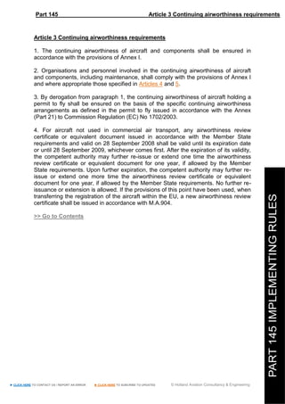 Easa e regulations part-145 | PDF