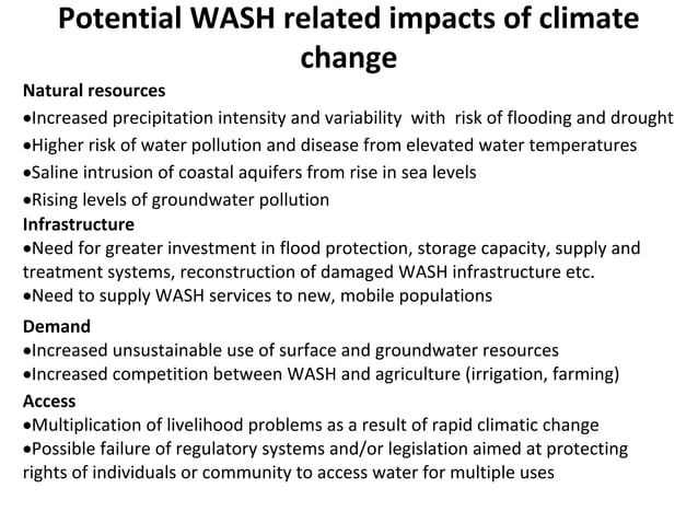 Climate Change and WASH (Unicef) | PPT | Environmental Services ...