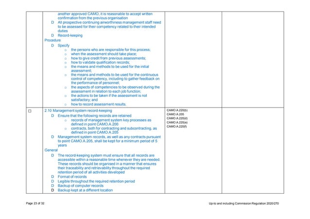 EASA_Part-CAMO_CAME_CHECKLIST - detailed.pdf | Business Administration ...