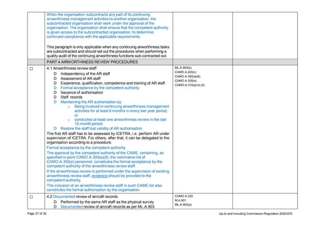EASA_Part-CAMO_CAME_CHECKLIST - detailed.pdf | Business Administration ...