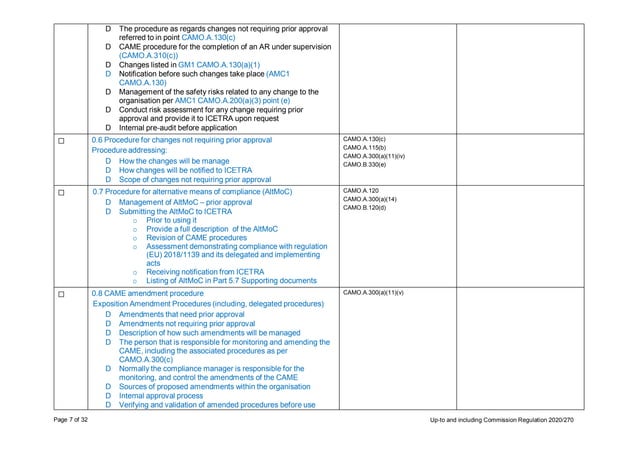 EASA_Part-CAMO_CAME_CHECKLIST - detailed.pdf | Business Administration ...