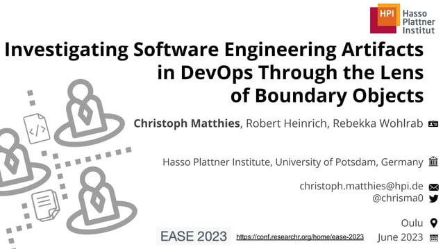 Investigating Software Engineering Artifacts in DevOps Through the Lens of Boundary Objects | PPT
