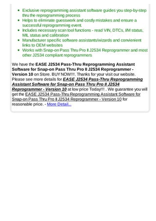 Ease j2534 pass thru reprogramming assistant software for snap-on pass ...