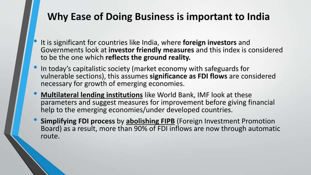 Ease of doing business in India | PPTX | Business | Business and Finance