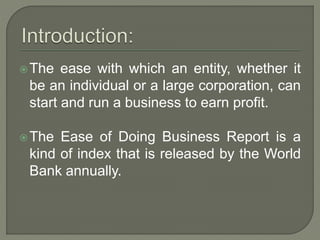 Ease of doing business in india | PPTX