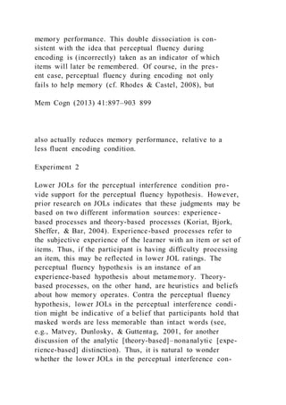 Easily perceived, easily remembered Perceptual interference | DOCX