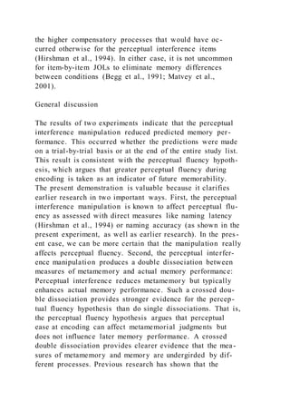 Easily perceived, easily remembered Perceptual interference | DOCX