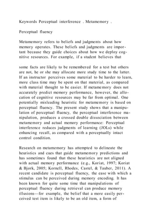 Easily perceived, easily remembered Perceptual interference | DOCX