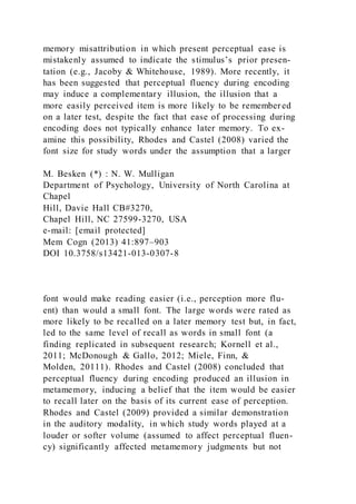 Easily perceived, easily remembered Perceptual interference | DOCX