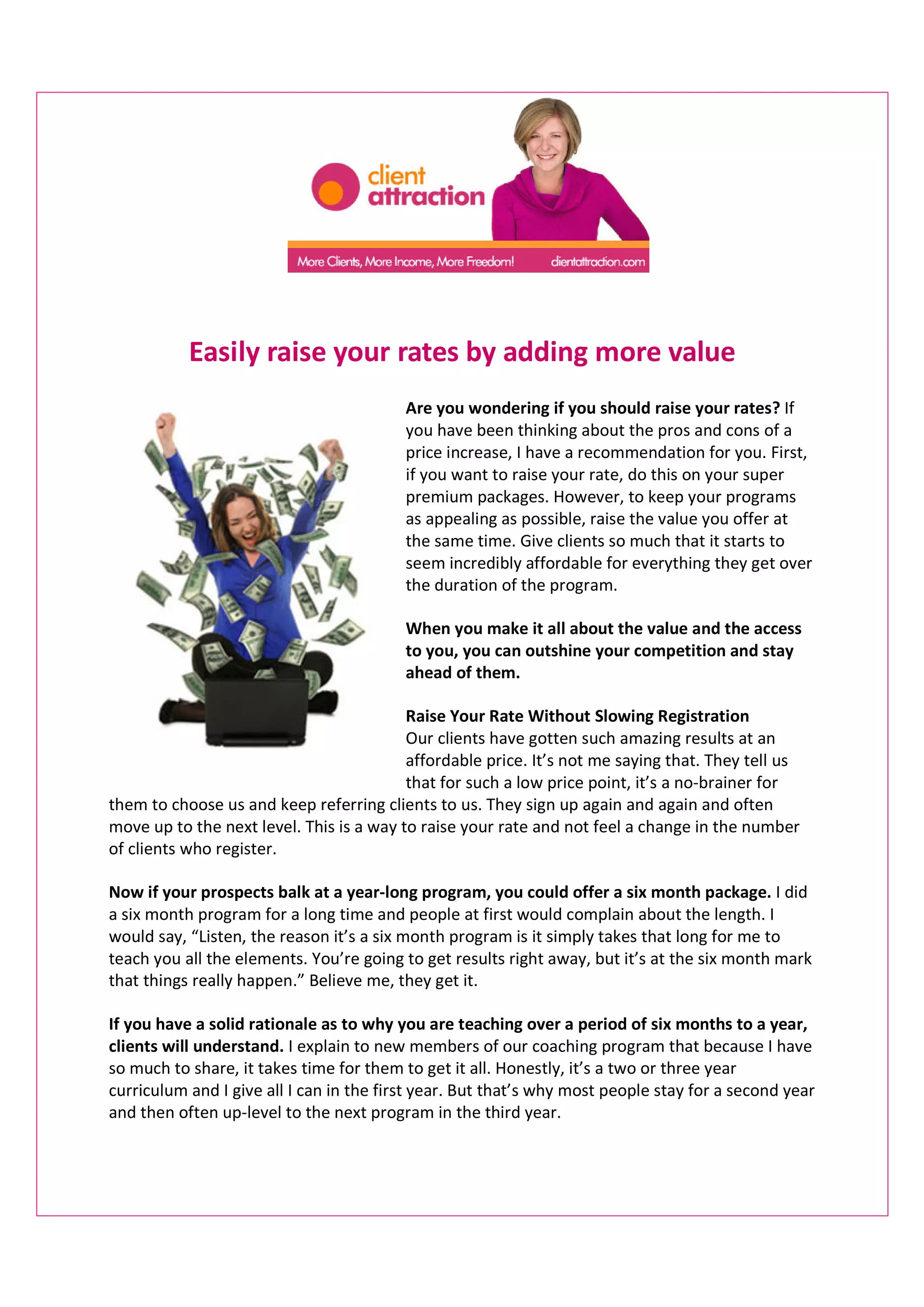 Easily raise your rates by adding more value | PDF | Business ...