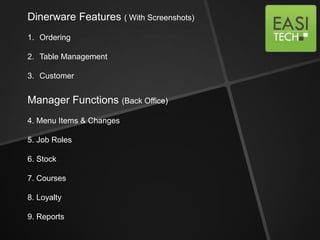 Easitech Dinerware Overview | PPT