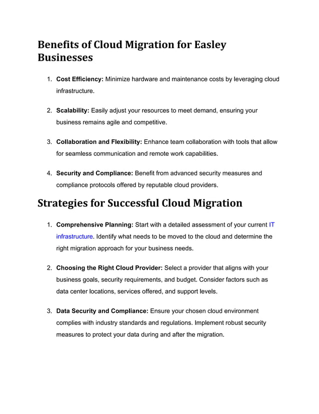 Easley’s Guide to Successful Cloud Migration Strategies | PDF