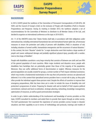 EASPD Disaster Preparedness Response Survey Report | PDF
