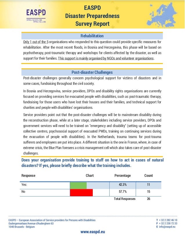 EASPD Disaster Preparedness Response Survey Report