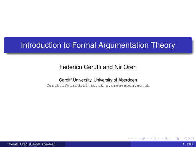 Introduction to Formal Argumentation Theory | PDF