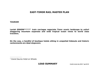 East timor rail master plan slsh | PDF