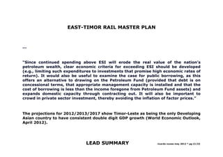 East timor rail master plan slsh | PDF