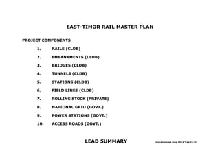 East timor rail master plan slsh | PDF