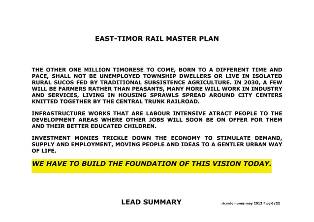 East timor rail master plan slsh | PDF | Rail Travel | Travel Type