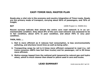 East timor rail master plan slsh | PDF