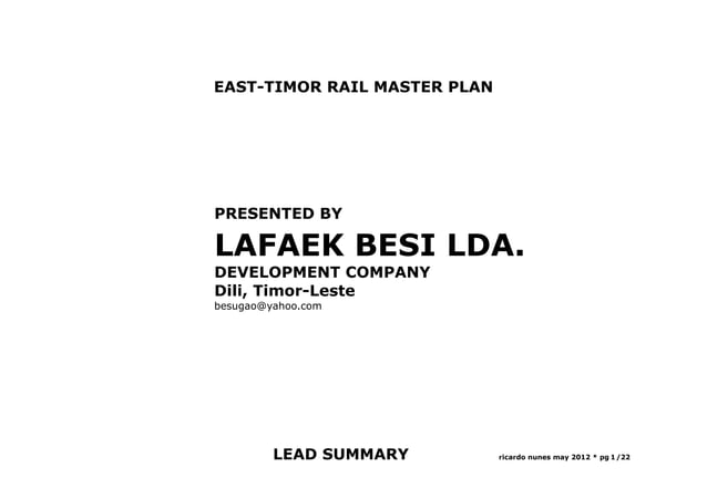 East timor rail master plan slsh | PDF