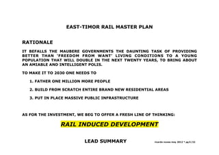 East timor rail master plan slsh | PDF