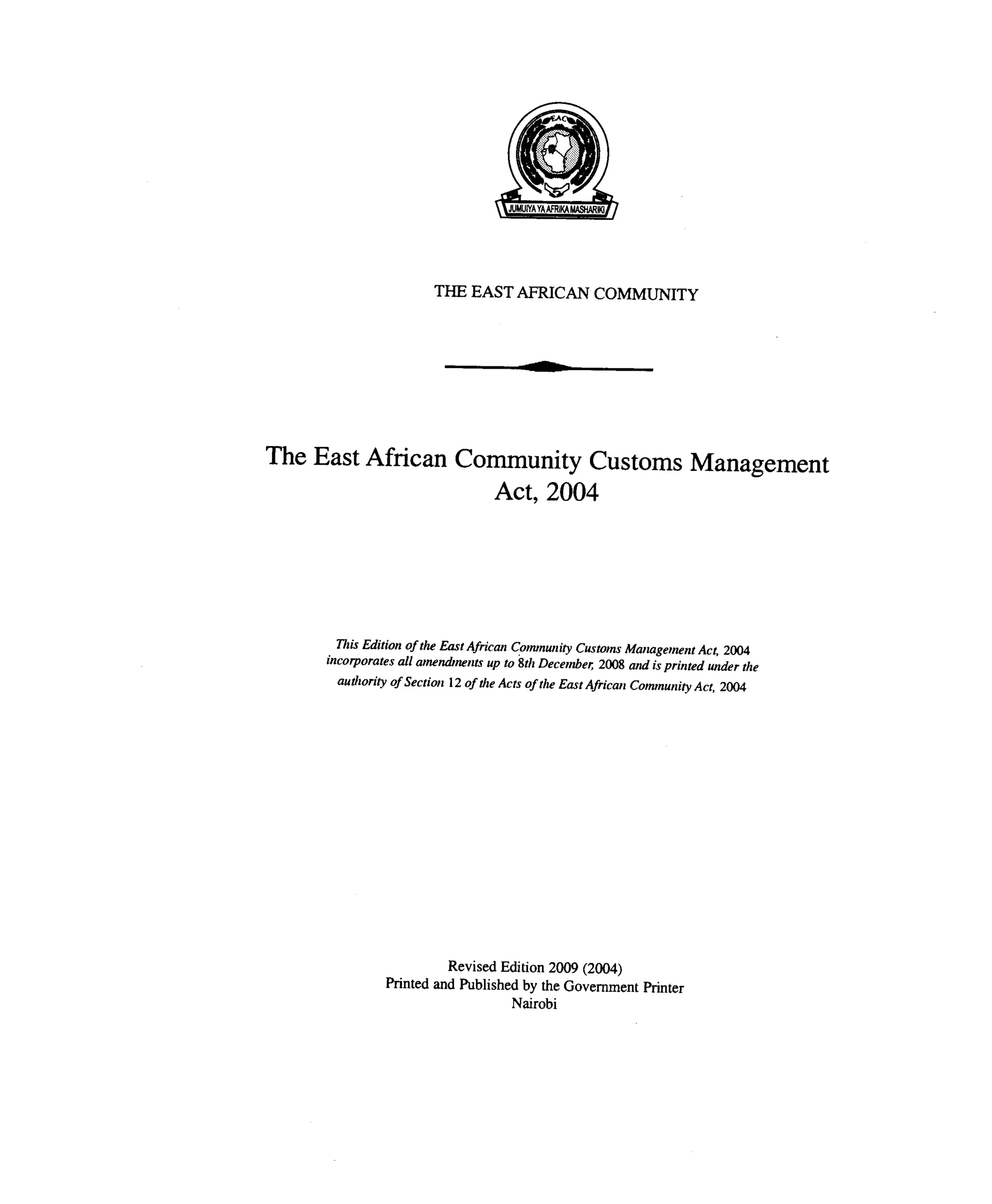East african community_customs_management_act_2004 | PDF
